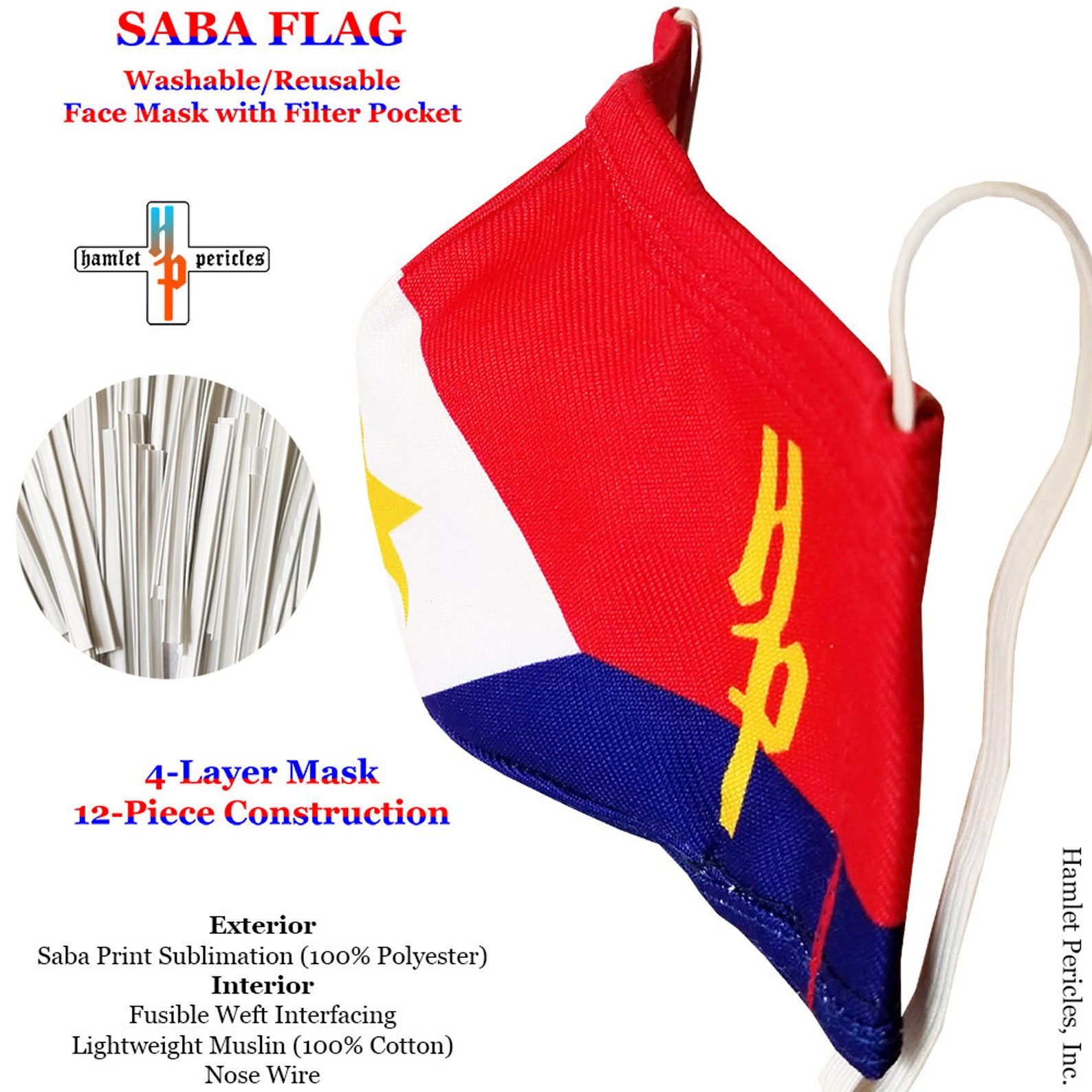 Saba Flag Face Mask W/interior Filter Pocket Saba Mask Washable ...