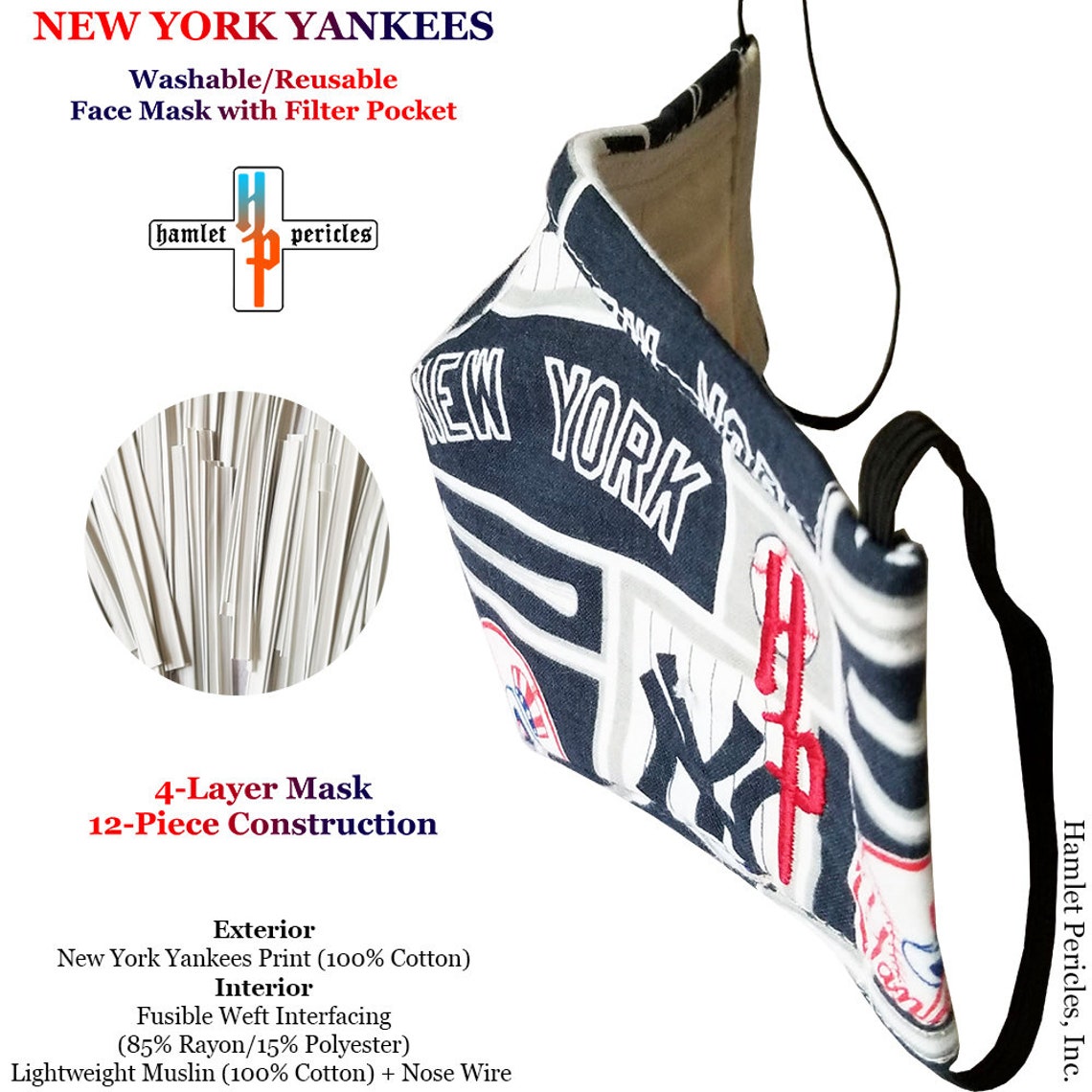 New York Yankees Face Masks W/ Interior Filter Pocket Yankees Mask ...