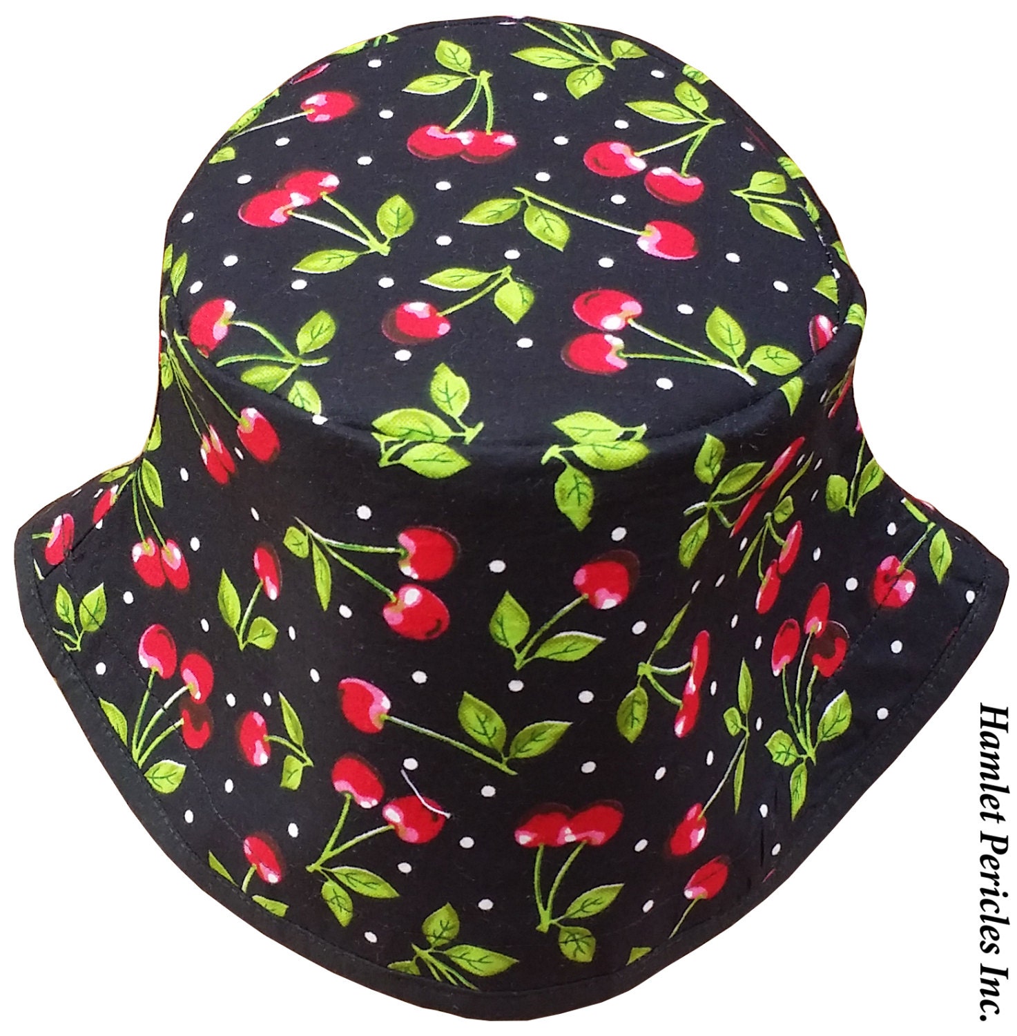 Red Cherry Green Leaves Bucket Hat Fruit Hat Unisex Hat - Etsy