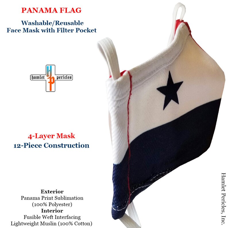 Panama Flag Face Mask W/interior Filter Pocket | Panamanian Flag Mask ...