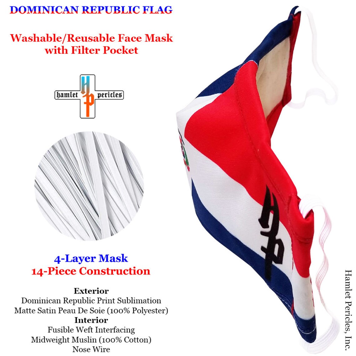 Dominican Republic Flag Face Mask w/ Filter Pocket Dominican | Etsy