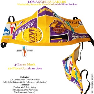 Los Angeles Lakers Unisex Face Masks W/ Filter Pocket | LA Lakers ...