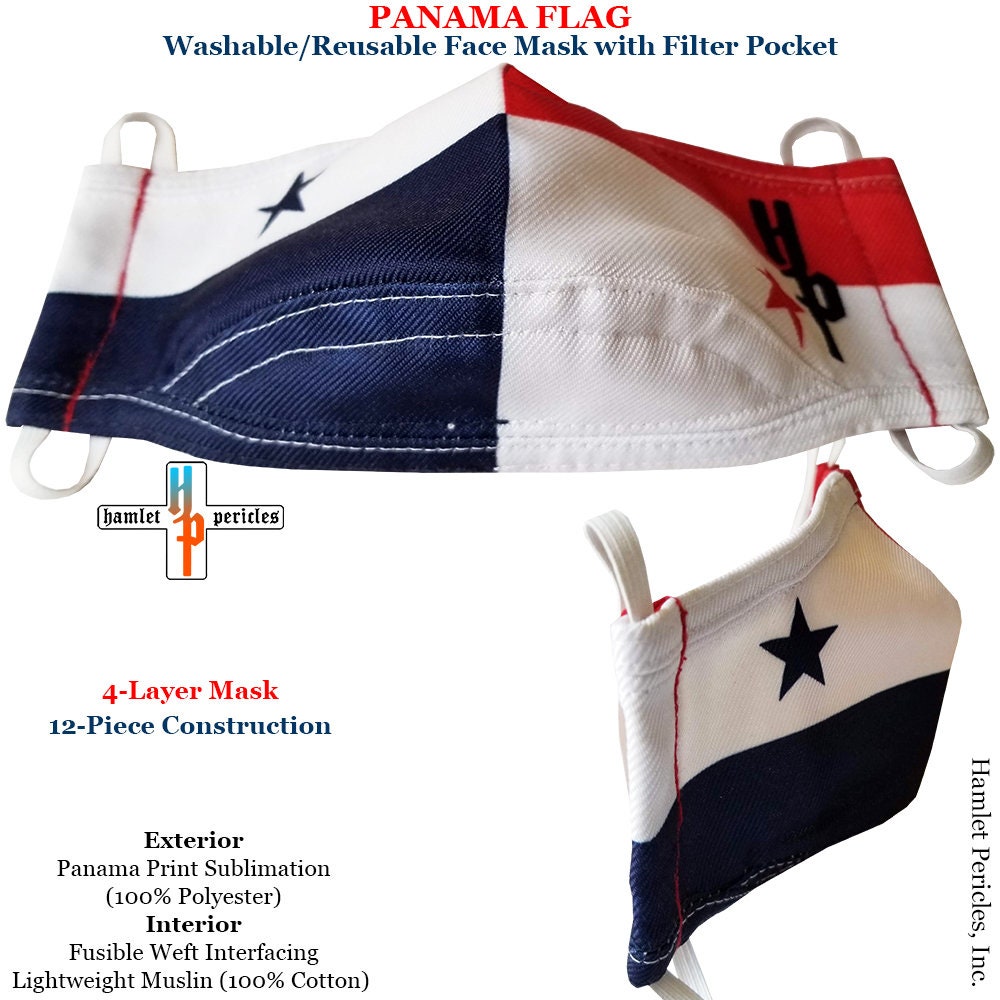 Panama Flag Face Mask W/interior Filter Pocket | Panamanian Flag Mask ...