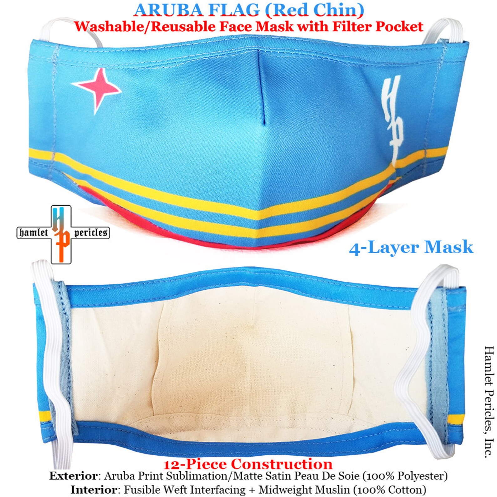 Aruba Flag Face Mask W/ Filter Pocket | Aruban Mask | Aruba Flag ...