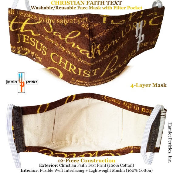 Christian Faith Brown Text Face Mask Words Text Mask 4 - Etsy