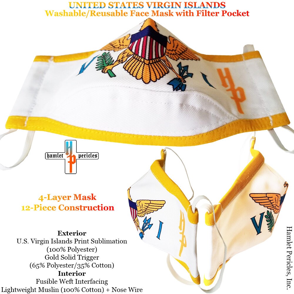 US Virgin Islands Flag Face Mask W/interior Filter Pocket - Etsy
