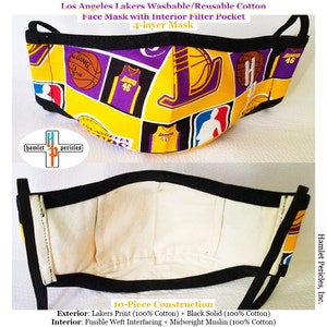 Los Angeles Lakers Unisex Face Masks W/ Filter Pocket | LA Lakers ...