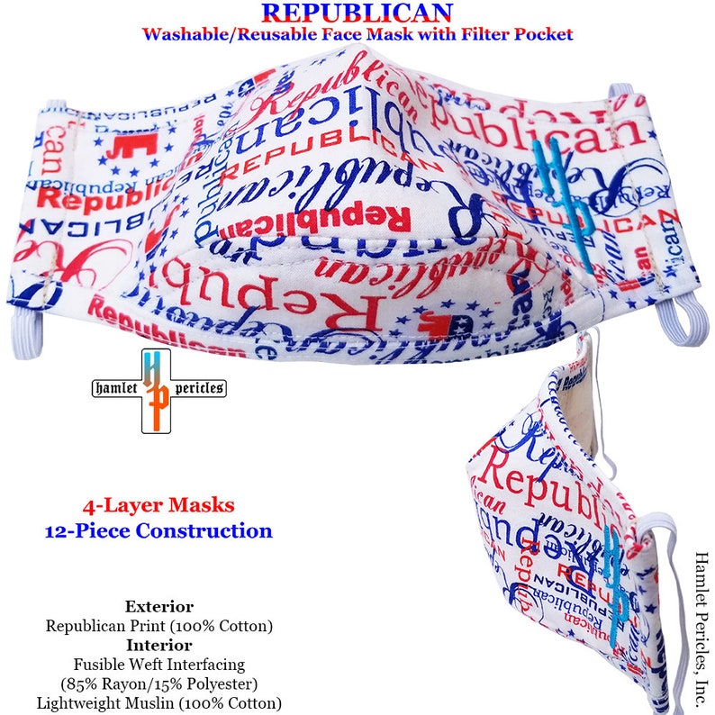 Republican Face Mask | Conservative Face Mask | Republican Party | 4 ...