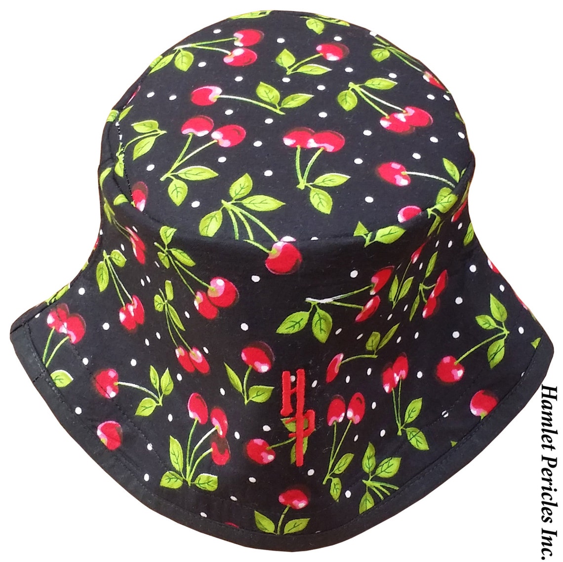 Red Cherry Green Leaves Bucket Hat Fruit Hat Unisex Hat - Etsy