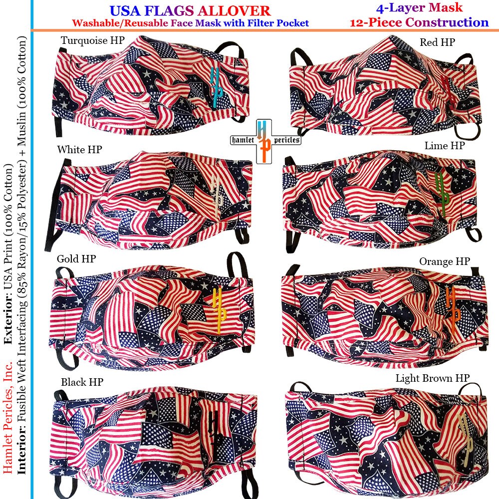 USA Flags Allover Unisex Face Masks w/ Filter Pocket | Etsy