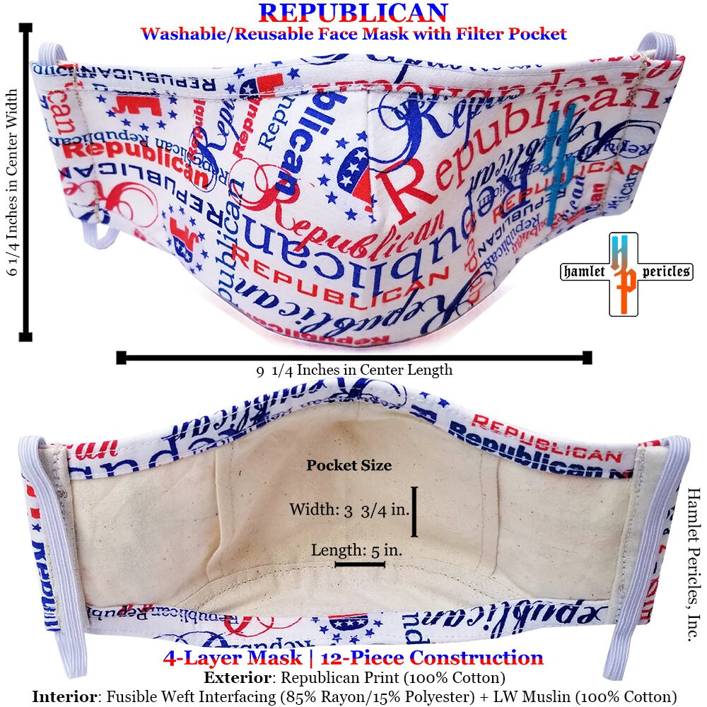 Republican Face Mask | Conservative Face Mask | Republican Party | 4 ...