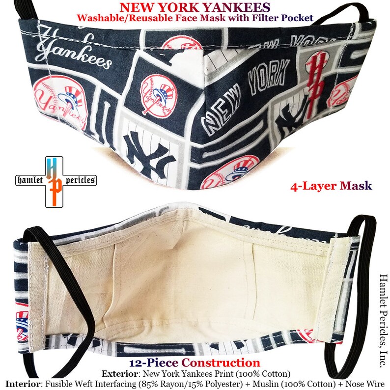 New York Yankees Face Masks W/ Interior Filter Pocket | Yankees Mask ...