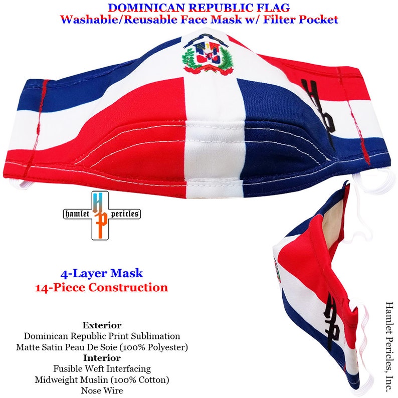 Dominican Republic Flag Face Mask W/ Filter Pocket Dominican - Etsy