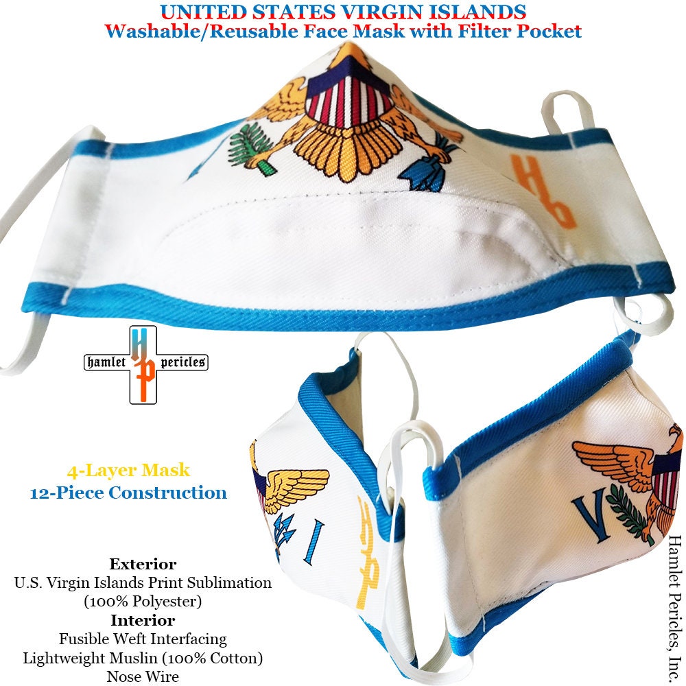 US Virgin Islands Flag Face Mask W/interior Filter Pocket - Etsy