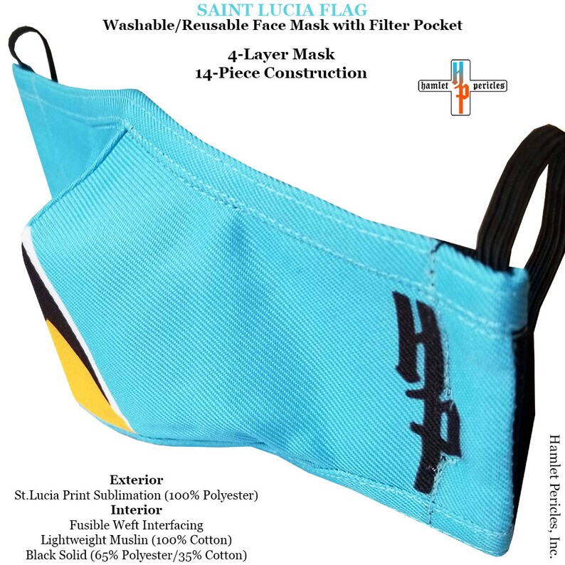 Saint Lucia Flag Face Mask W/ Interior Filter Pocket - Etsy