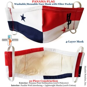 Panama Flag Face Mask W/interior Filter Pocket | Panamanian Flag Mask ...