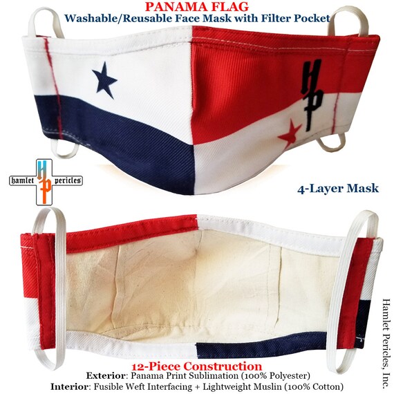 Panama Flag Face Mask w/Interior Filter Pocket Panamanian | Etsy