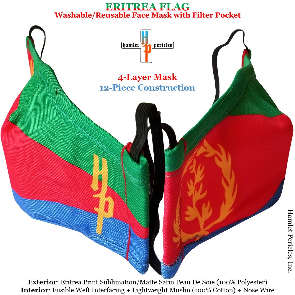 Eritrea Flag Face Mask W/interior Filter Pocket Habesha African Mask ...
