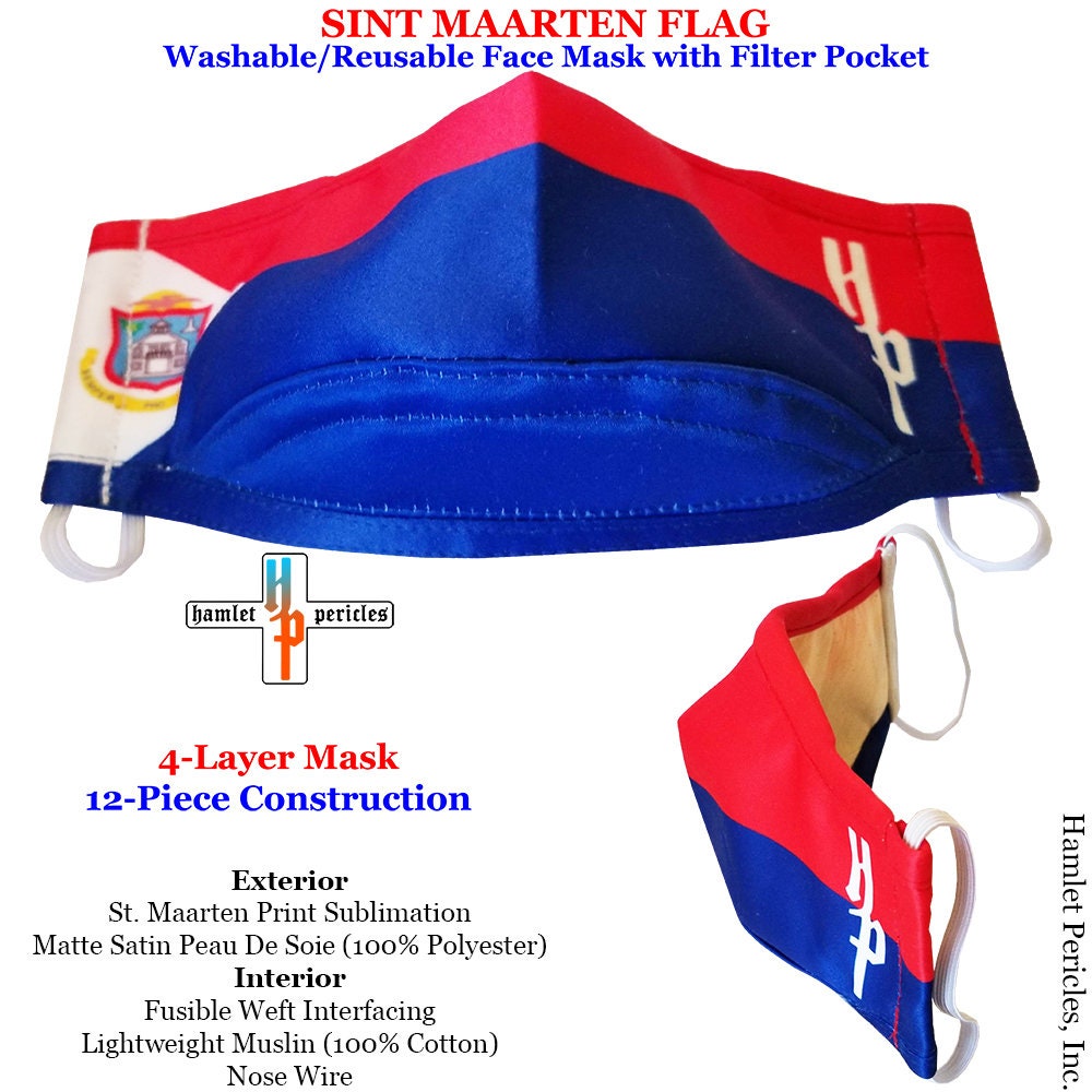 Sint Maarten Flag Face Mask W/ Filter Pocket St Maarten Mask St ...