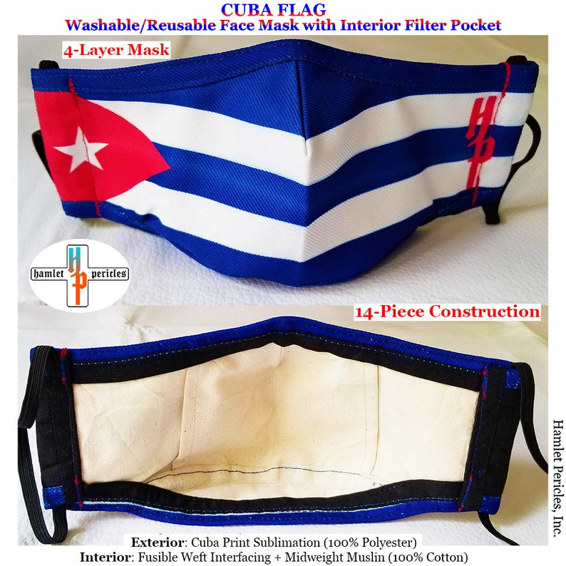 Cuba Flag Face Mask w/ Interior Filter Pocket Reusable | Etsy