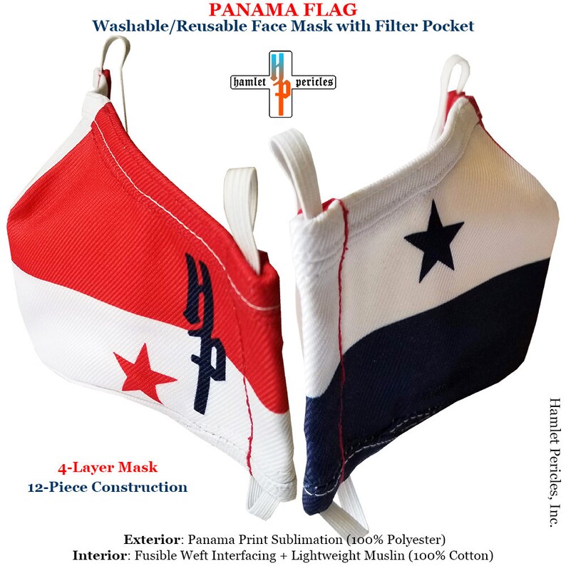 Panama Flag Face Mask W/interior Filter Pocket | Panamanian Flag Mask ...