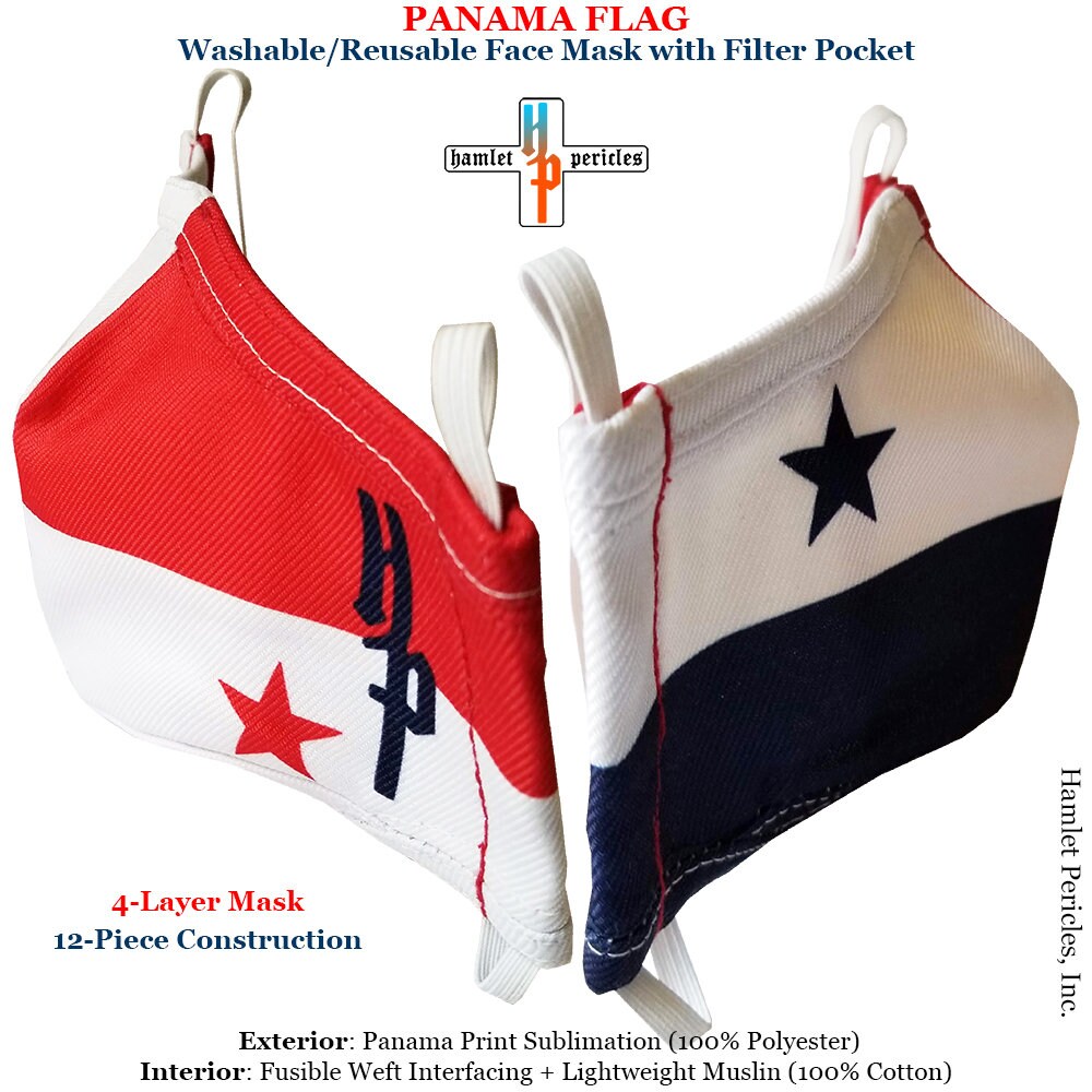 Panama Flag Face Mask W/interior Filter Pocket | Panamanian Flag Mask ...