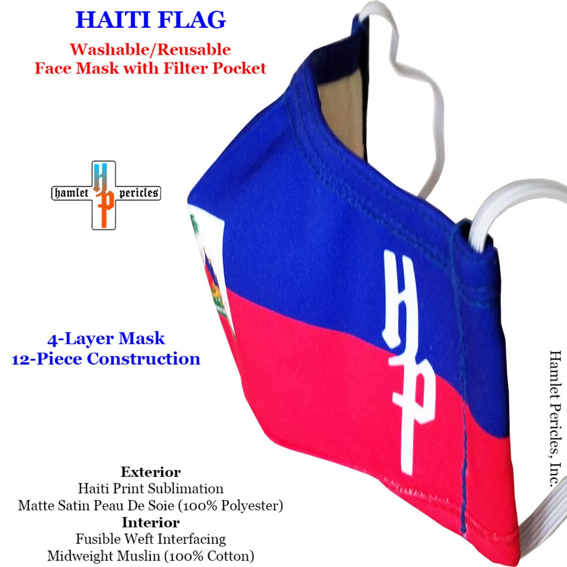 Haiti Flag Face Mask | Reusable 4-layer Mask With Filter Pocket - Etsy