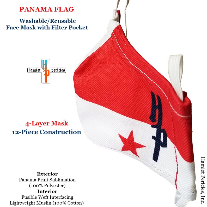 Panama Flag Face Mask W/interior Filter Pocket | Panamanian Flag Mask ...