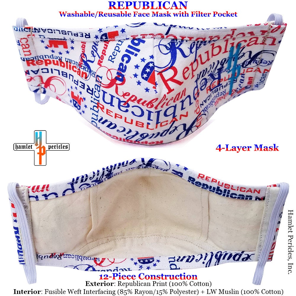 Republican Face Mask | Conservative Face Mask | Republican Party | 4 ...