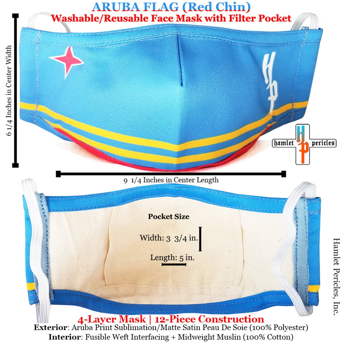 Aruba Flag Face Mask W/ Filter Pocket Aruban Mask Aruba - Etsy