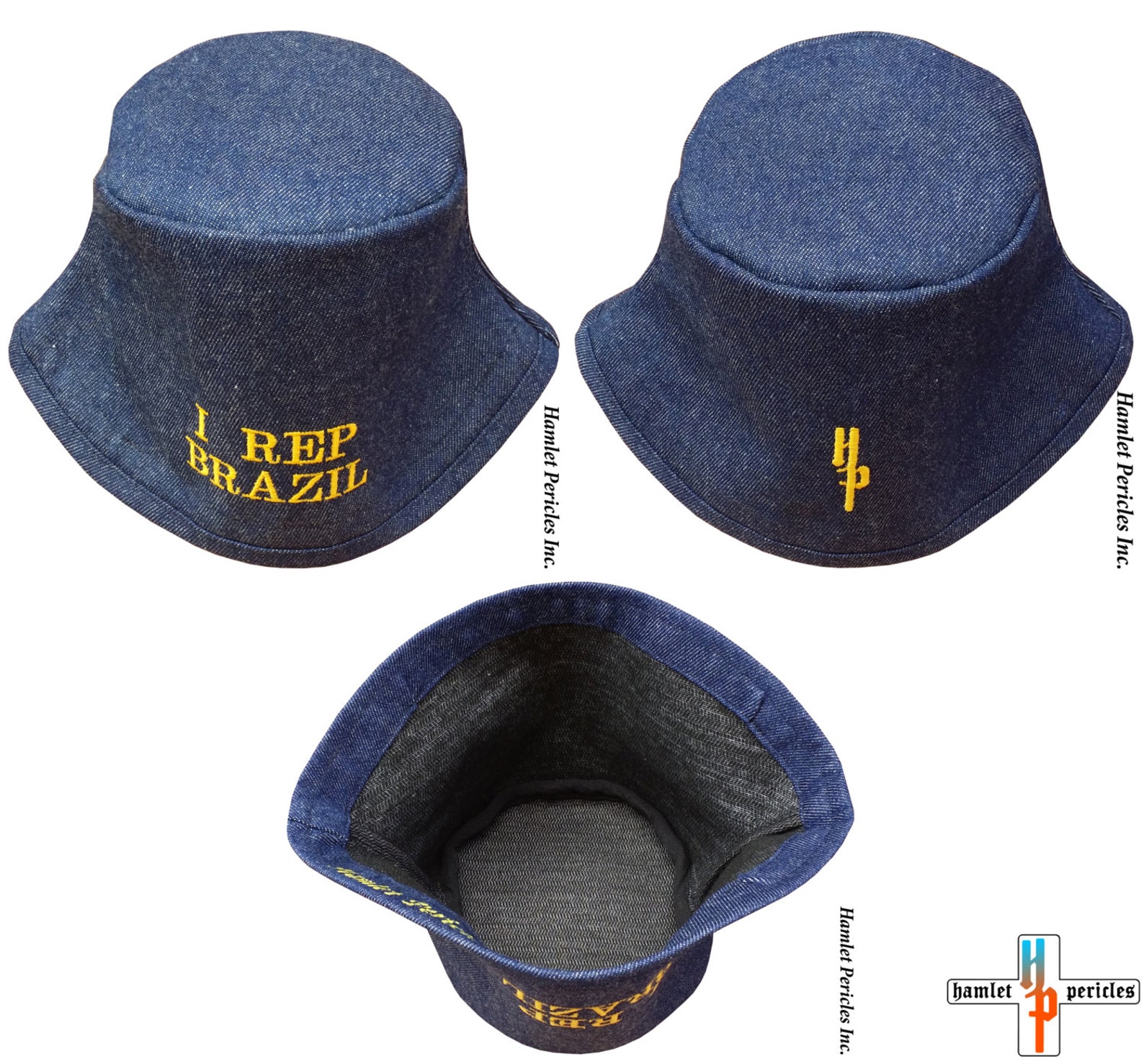 Blue Denim Unisex Bucket Hat I Rep Brazil Embroidered Hat Brazil Brasil ...