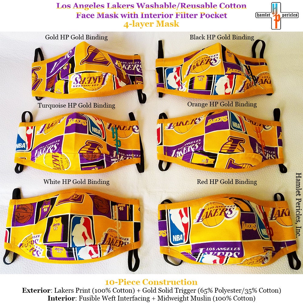 Los Angeles Lakers Unisex Face Masks W/ Filter Pocket LA - Etsy