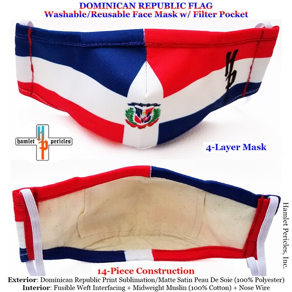 Dominican Republic Flag Face Mask w/ Filter Pocket Dominican | Etsy