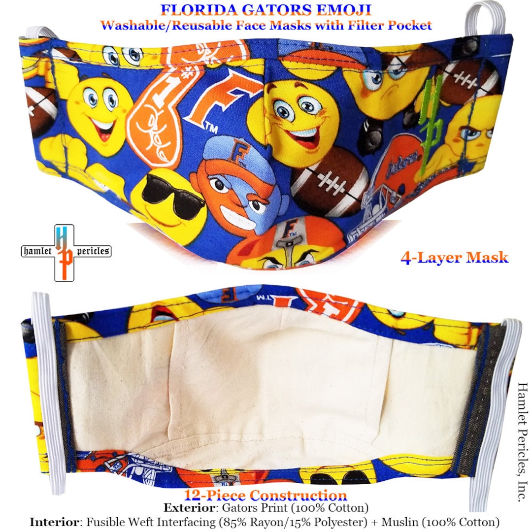 Florida Gators Emoji Face Masks W/ Filter Pocket University of Florida ...