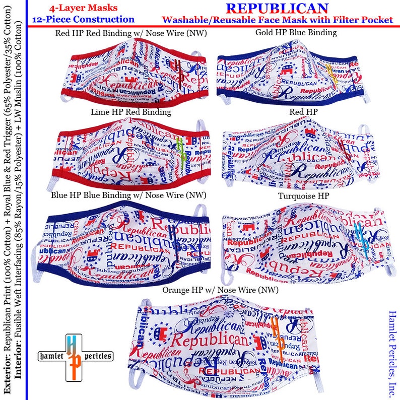 Republican Face Mask | Conservative Face Mask | Republican Party | 4 ...