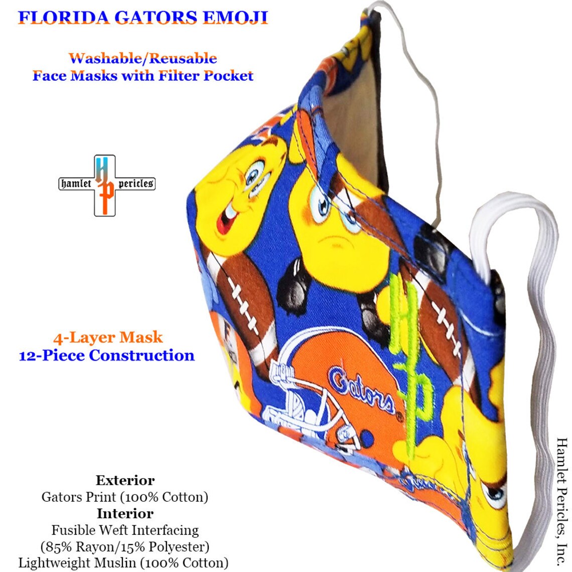 Florida Gators Emoji Face Masks W/ Filter Pocket University of Florida ...