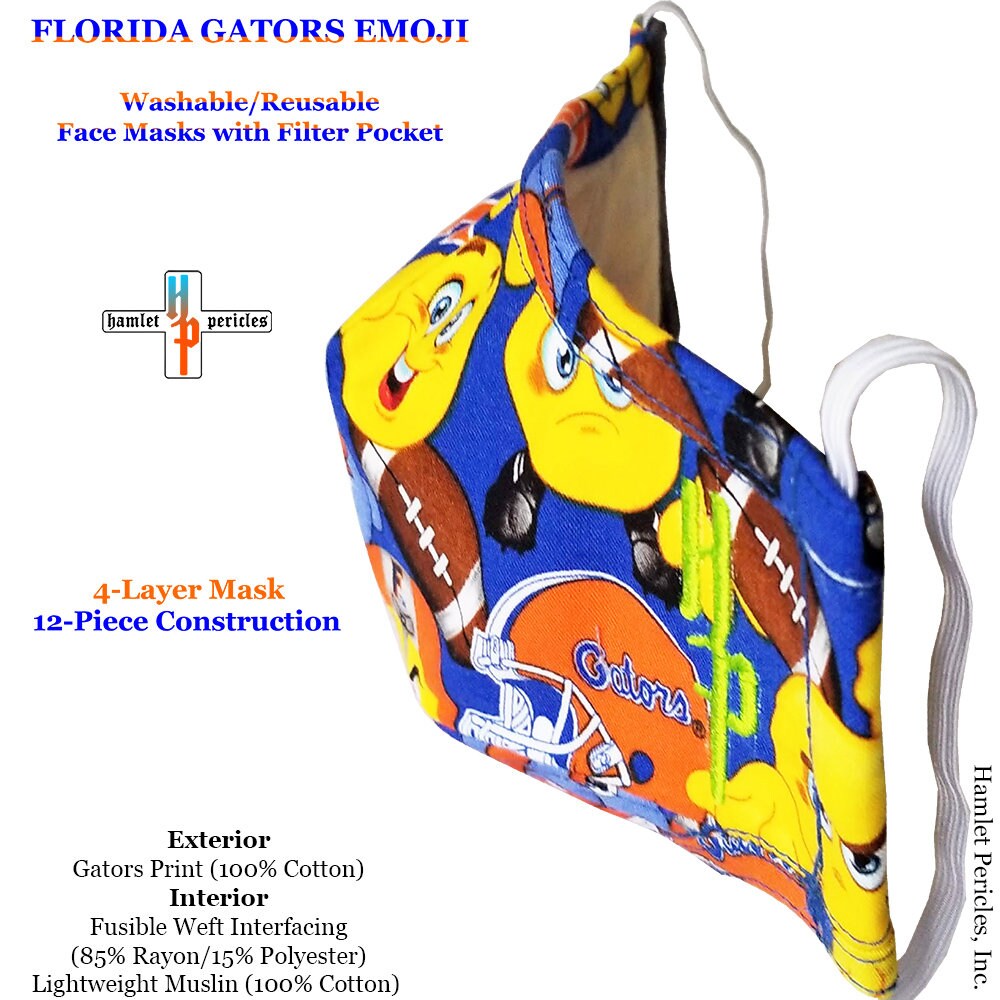 Florida Gators Emoji Face Masks W/ Filter Pocket University of Florida ...