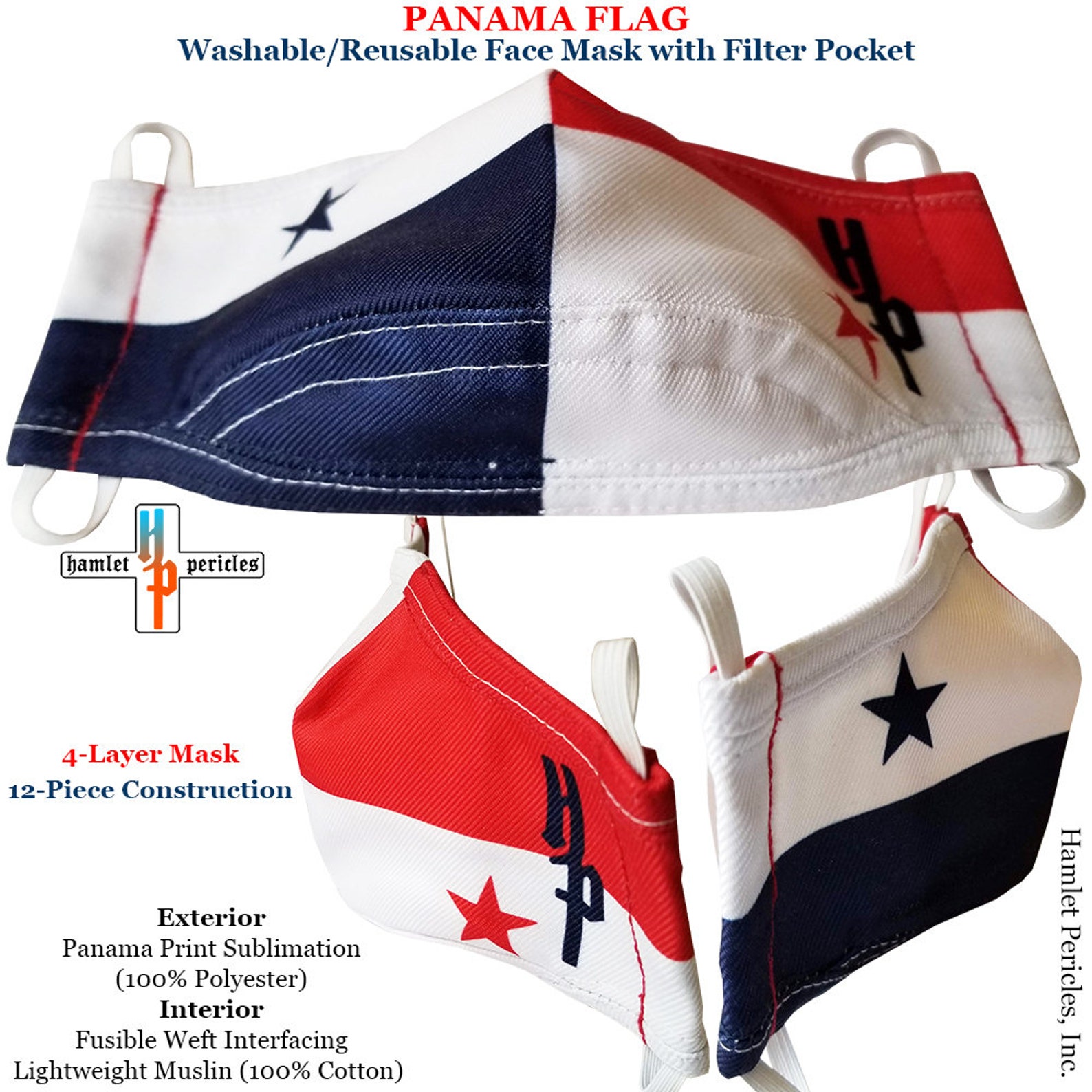 Panama Flag Face Mask W/interior Filter Pocket | Panamanian Flag Mask ...