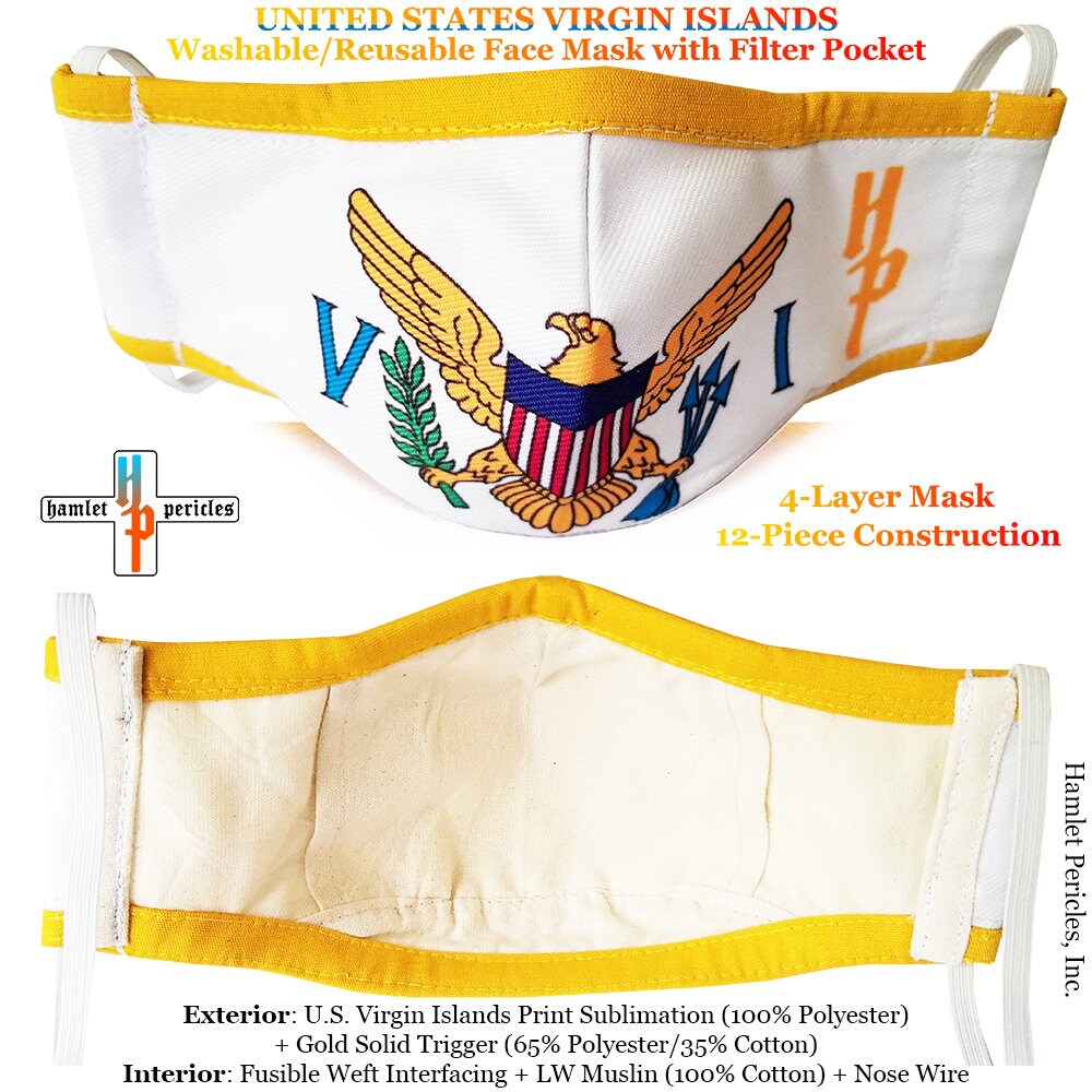 US Virgin Islands Flag Face Mask W/interior Filter Pocket - Etsy