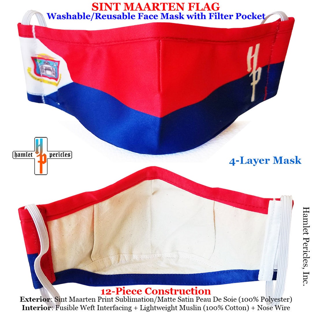 Sint Maarten Flag Face Mask W/ Filter Pocket St Maarten Mask St ...