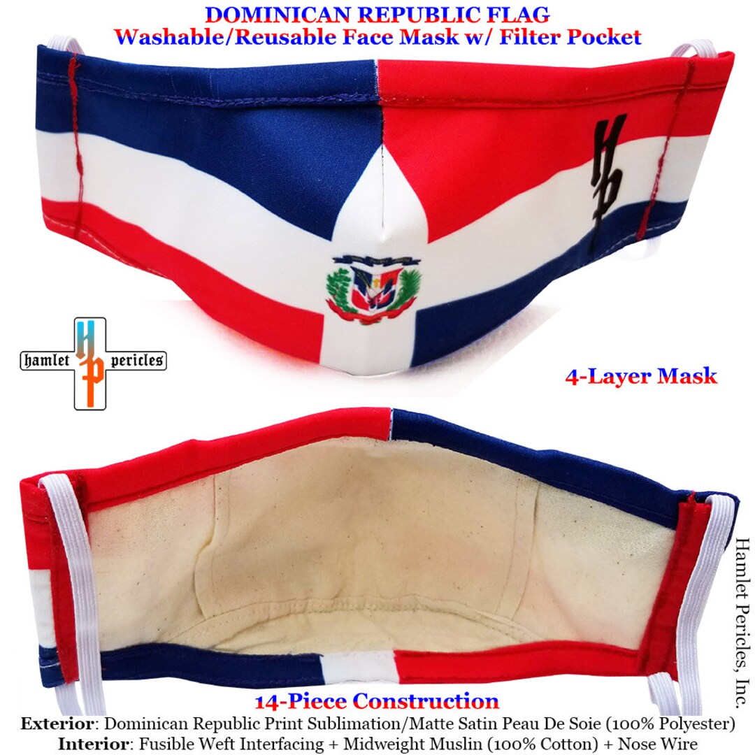 Dominican Republic Flag Face Mask W/ Filter Pocket Dominican - Etsy