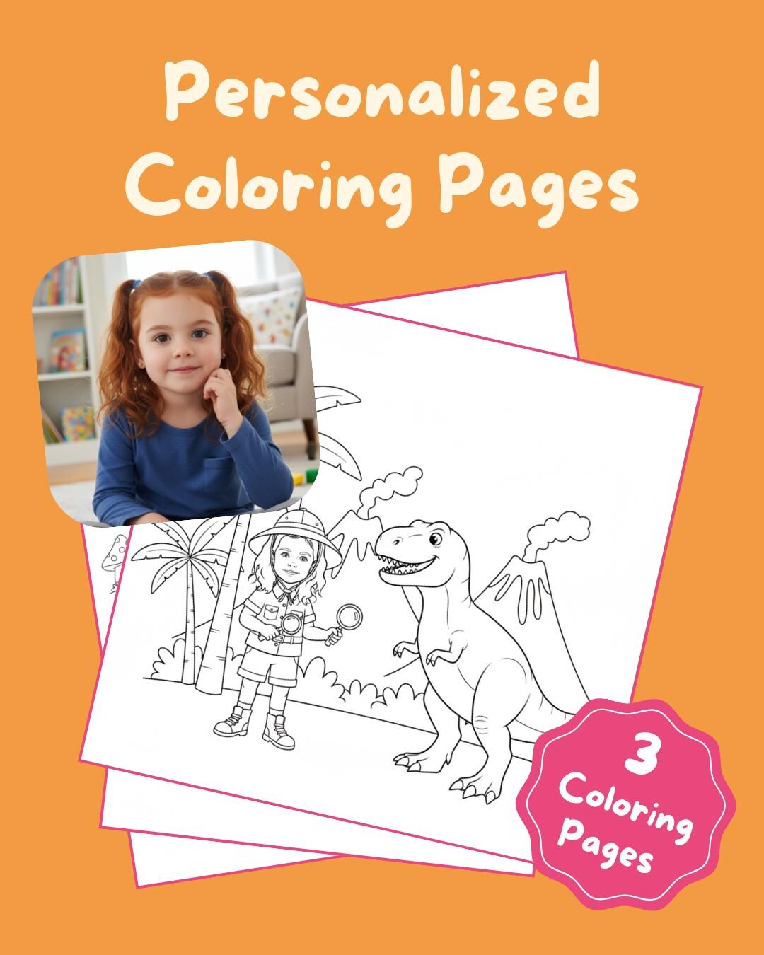 Dinosaur World Coloring Pages, Personalized Pages, Digital Download ...