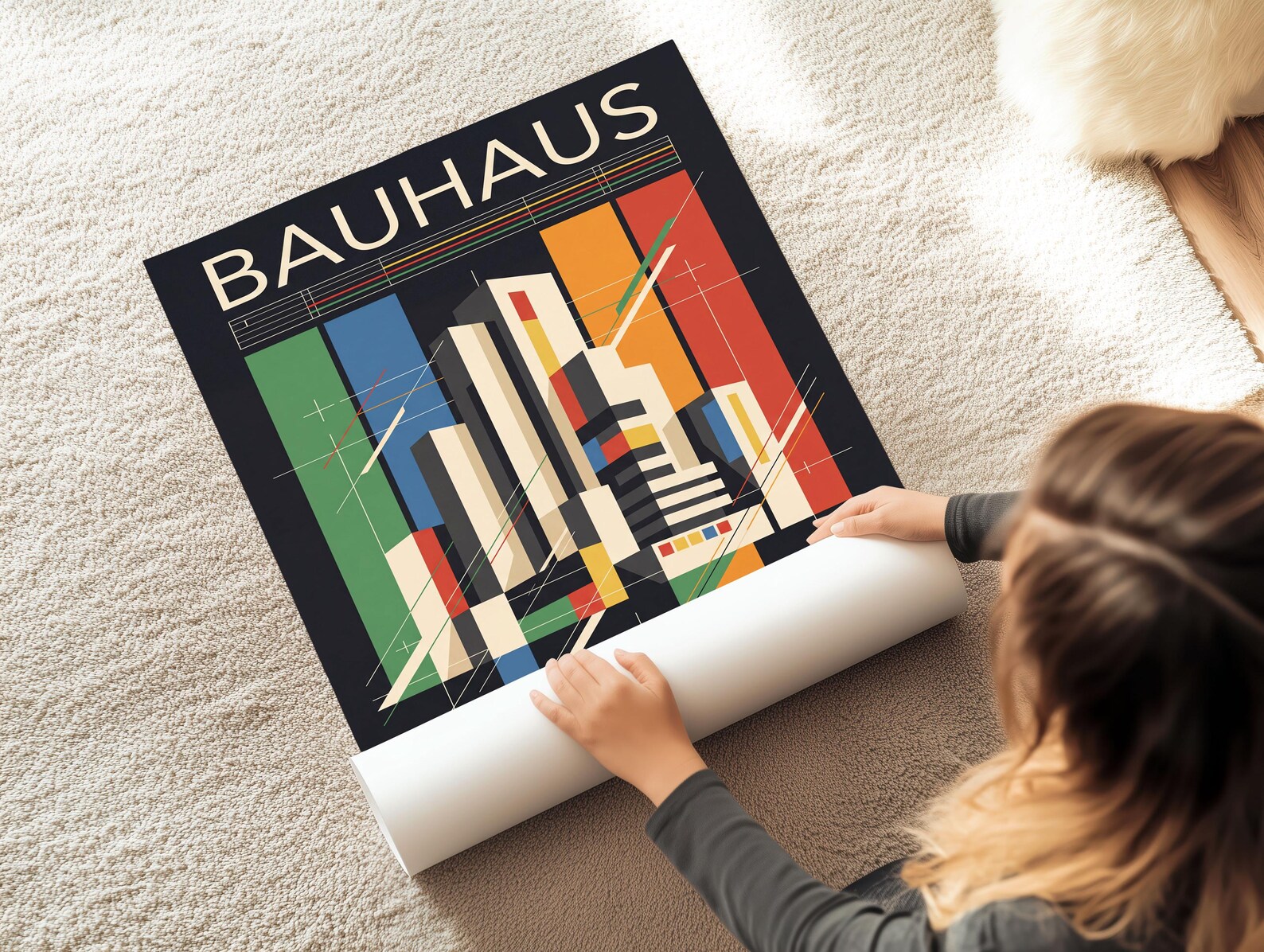 Bauhaus Architecture Poster | Geometric City Illustration | Modernist ...