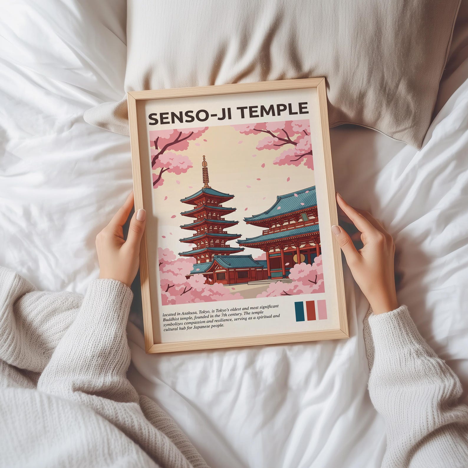 Senso-ji Temple Poster | Vintage Japan Illustration | Tokyo Landmark ...