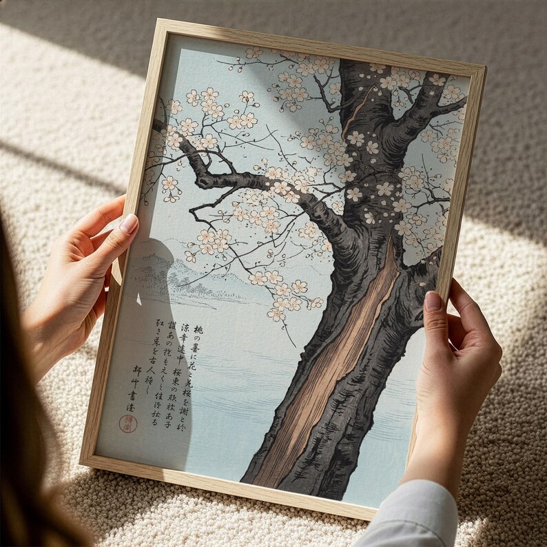Cherry Blossom Tree Poster | Japanese Spring Print | Sakura Branch Wall ...