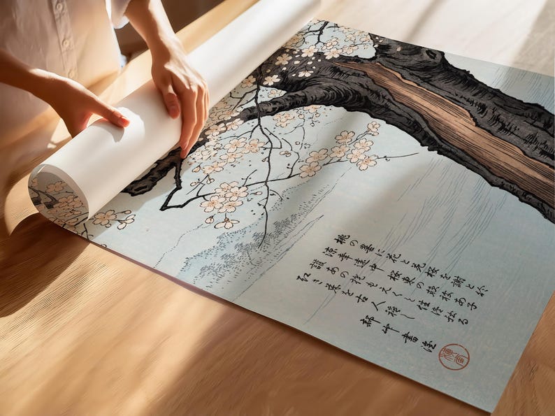 Cherry Blossom Tree Poster | Japanese Spring Print | Sakura Branch Wall ...