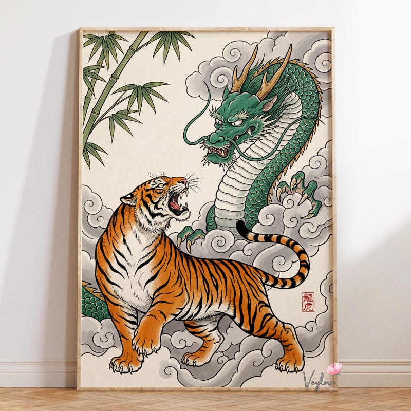 Japanese Dragon Poster - Etsy