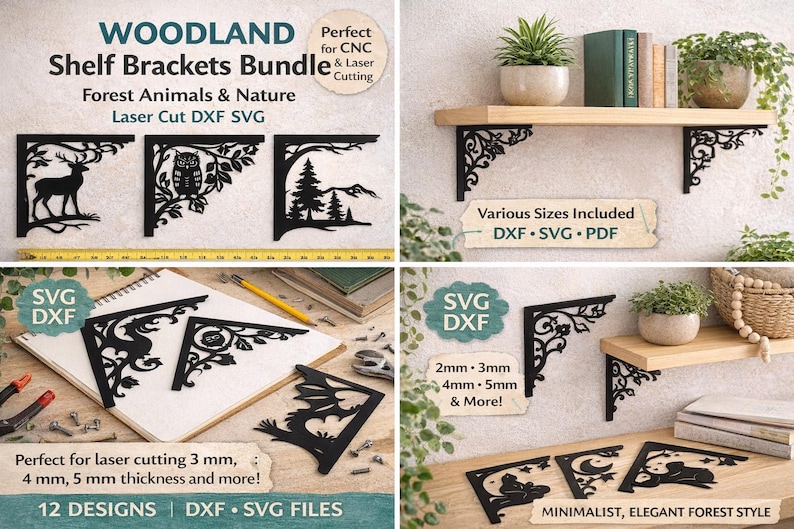 Woodland Shelf Brackets Bundle | Forest Animals & Nature | Laser Cut ...