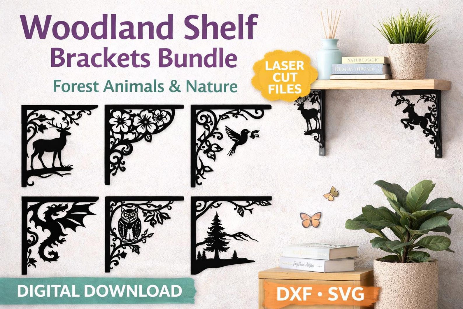 Woodland Shelf Brackets Bundle | Forest Animals & Nature | Laser Cut ...