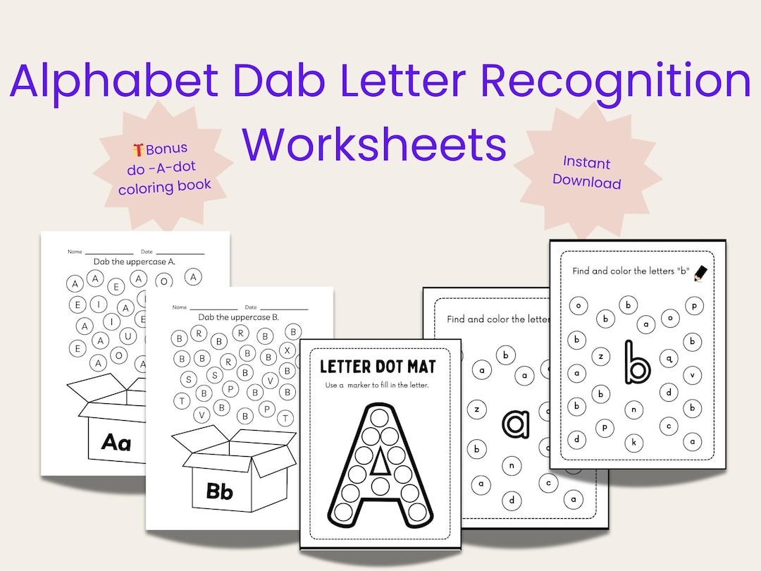 78 Printable Alphabet Uppercase & Lowercase Dab the Letter Worksheets ...
